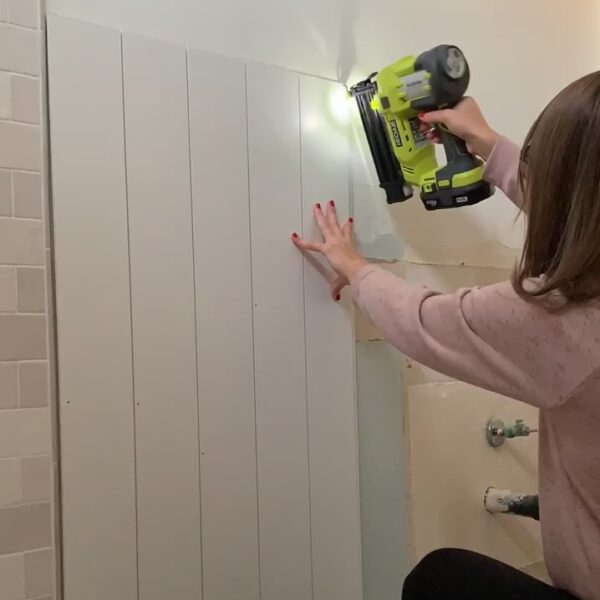 DIY Vertical Shiplap With Wood Trim - haus & hand
