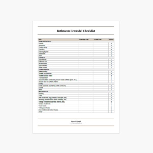 Free Bathroom Remodel Checklist